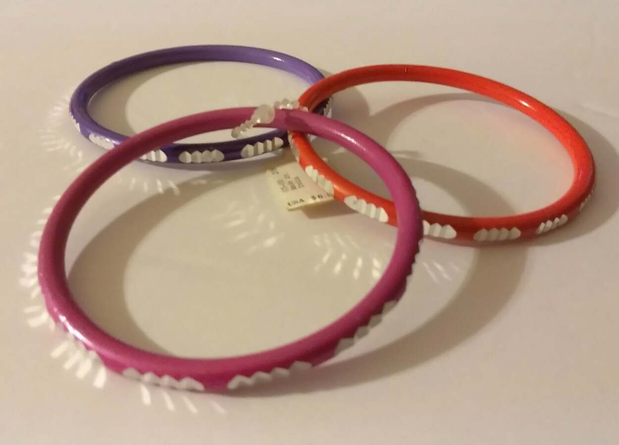 Claire's 3 Piece Bracelet Set - Purple, Pink, & Orange - Bangles ...