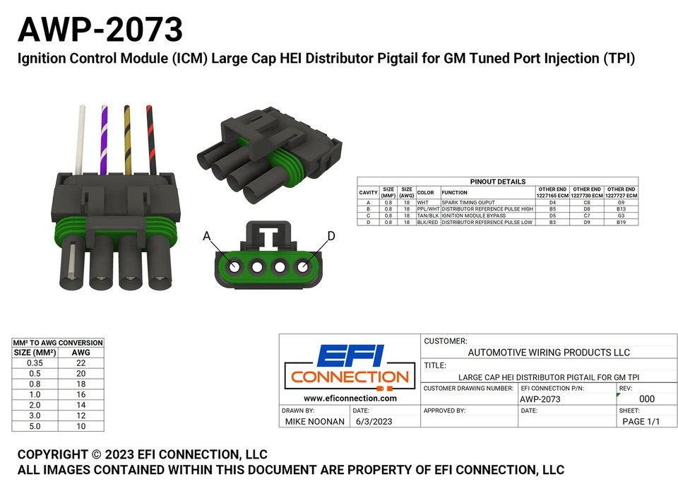 Ignition Control Module (ICM) Large Cap HEI Distributor Pigtail for GM ...