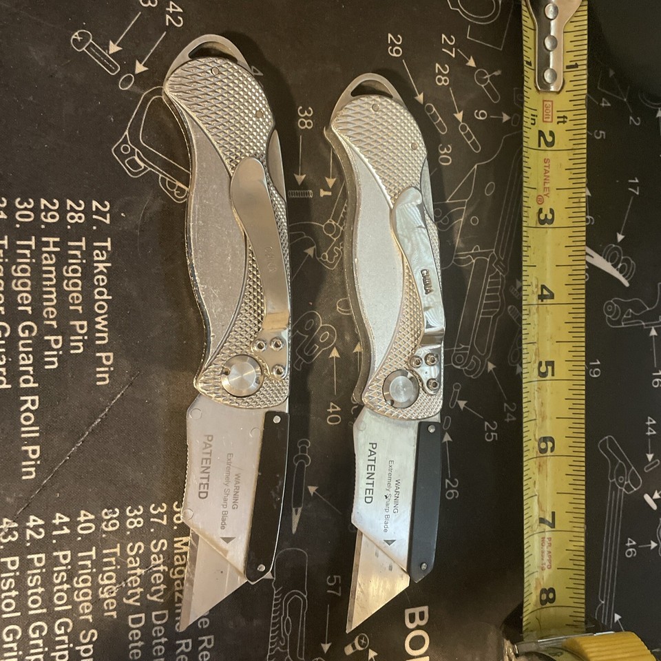 Lot of 2 HUSKY Black Folding Replaceable Lock-Back Box Cutter Utility ...