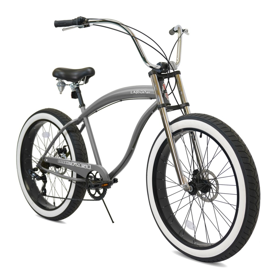 Largo GT 26" Matte Color Fat Tire 7 Speed Beach Cruiser Bicycle High ...