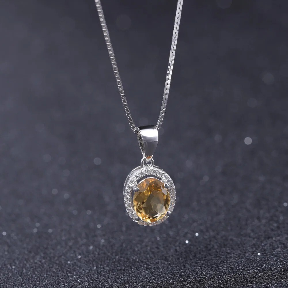 Natural 1.79Ct Citrine Gemstone 925 Sterling Silver Handmade Pendant Necklace | eBay