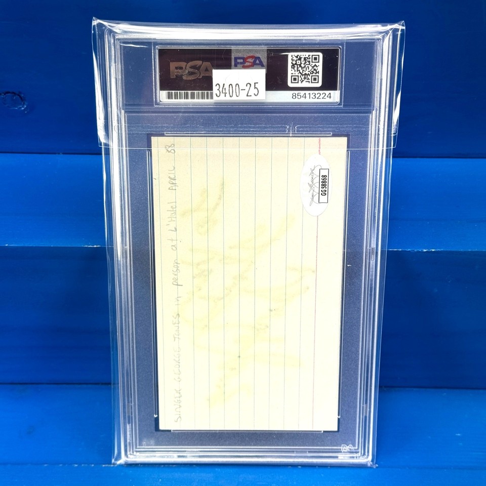GEORGE JONES Autographed White Index Card PSA Slab JSA Country Music ...