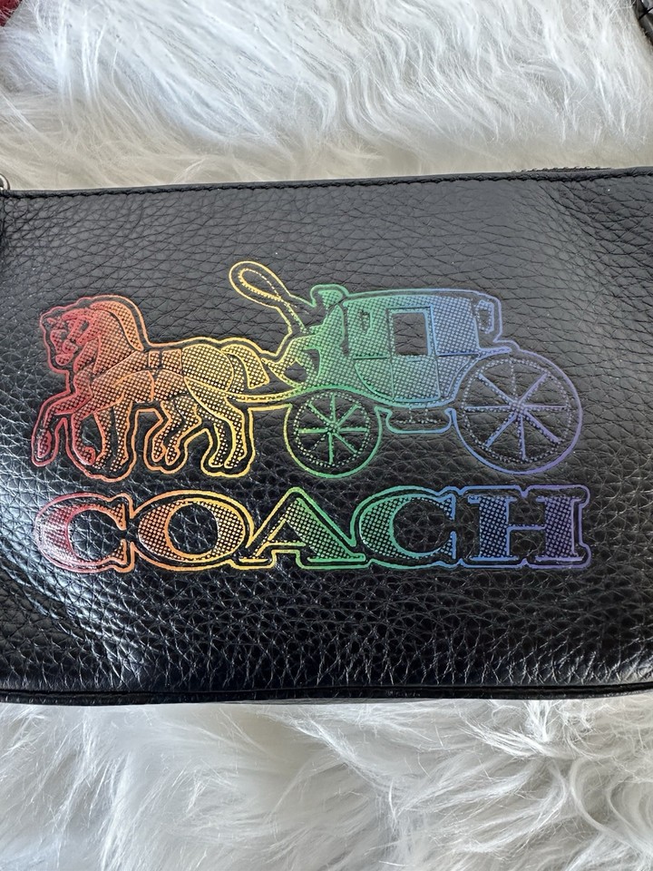 Coach Nolita Rainbow Horse Carriage Pouch Wristlet Black Leather C6902 ...