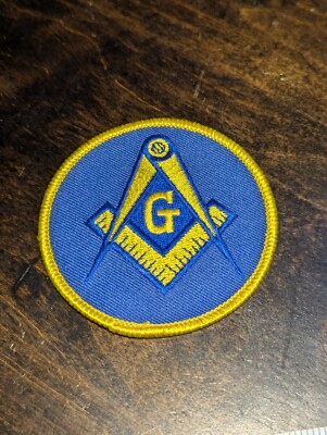 Square & Compass Masonic Embroidered Patch Freemason 3" Gold & Blue ...