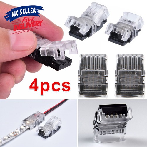 SNAP WATERPROOF LIGHT SOLDERLESS LED STRIP 4 PIN WIRE CONNECTOR 4X10MM ...