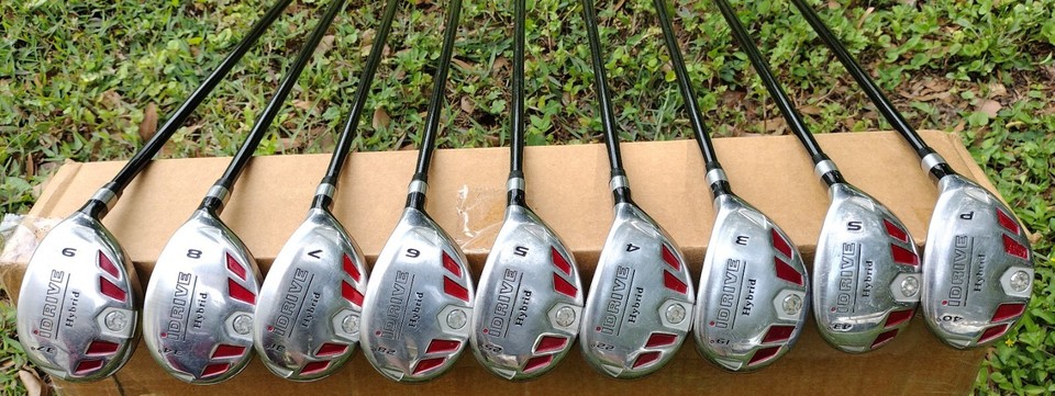 iDrive Hybrid Set 9pc Golf Club Set 3-PW & SW Graphite X-Power Shafts ...