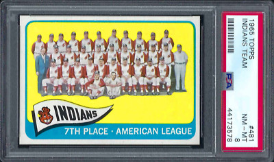 1965 TOPPS #481 CLEVELAND INDIANS TEAM clean/well CENTERED TOUGH new ...
