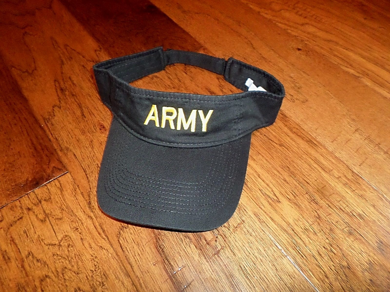 U.S ARMY SUN VISOR CAP BLACK HAT WITH EMBROIDERED YELLOW ARMY | eBay