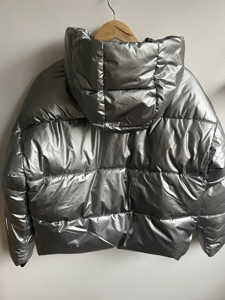 Nosy May New Silver Metallic Puffer Jacket Ladies L | eBay UK