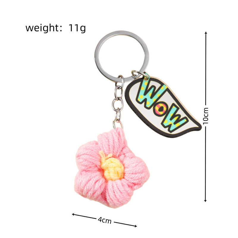 Knitted Pink Flower Keychain Festival Gifts For Women Handbag ...