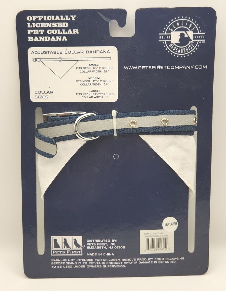 Official Texas Rangers Adjustable Reflective Pet Collar Bandana-Size ...