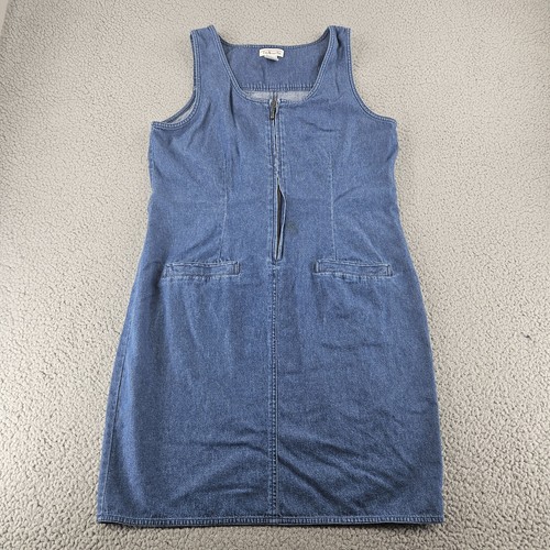 Talbots Denim Dress Womens 10 Blue Half Zip Sleeveless Summer Pockets ...