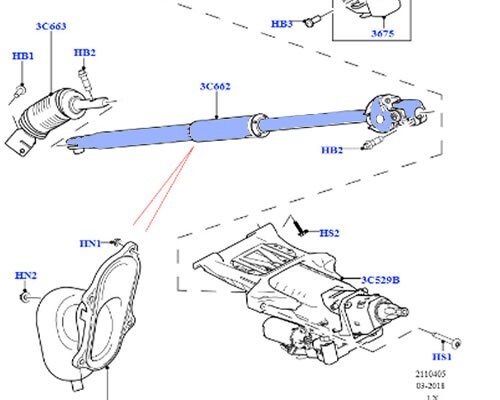 GENUINE LAND ROVER LOWER STEERING COLUMN SHAFT RANGE ROVER SPORT DISCO ...