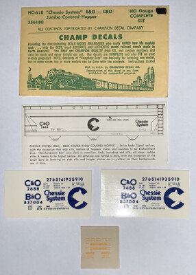 CHAMP HO DECAL- CHESSIE SYSTEM / C&O / B&O YELLOW JUMBO COVERED HOPPER ...