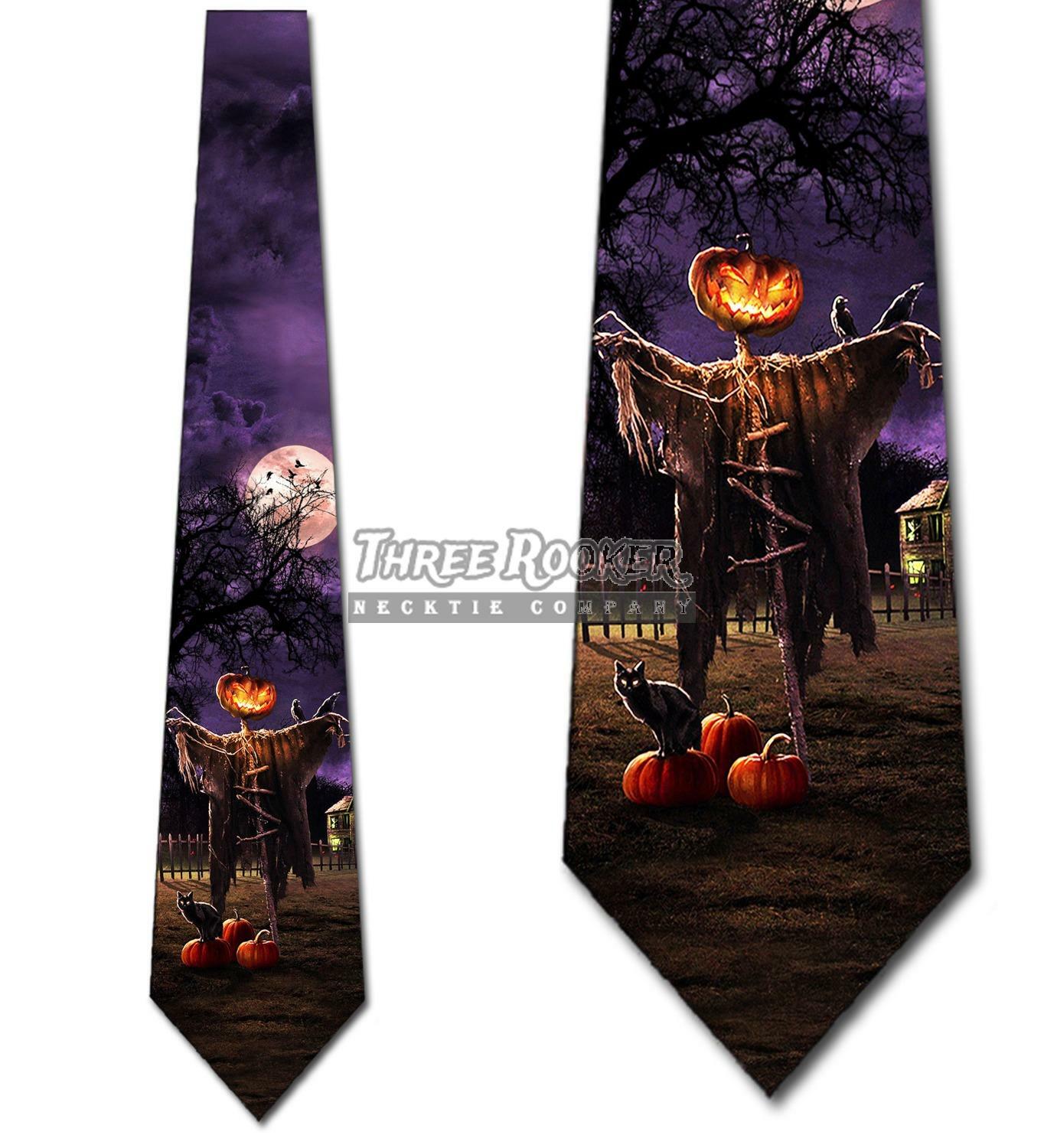 Haunted Scarecrow Ties Scary Tie Men's Halloween Neck Ties Brand New | eBay