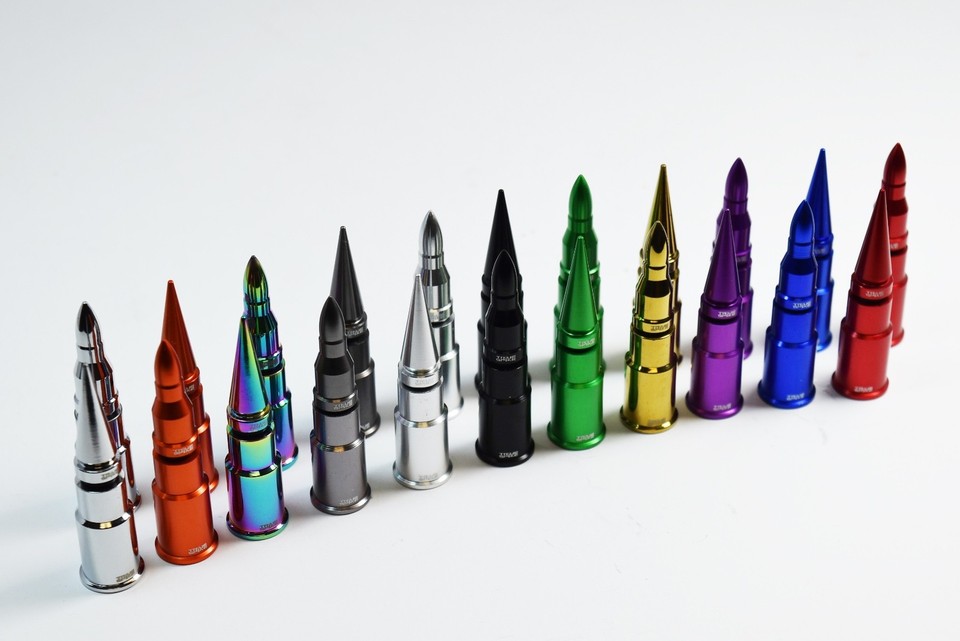 4 TRUE SPIKE RED SPIKED WHEEL RIM TIRE AIR VALVE STEM COVER CAP SET FOR ...