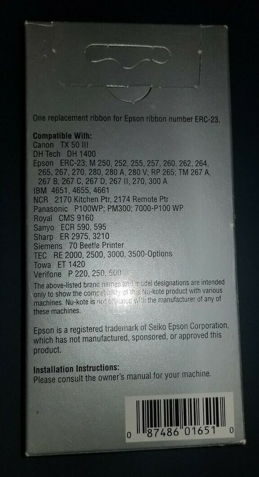 Nukote PM274 replacement ribbon compatible with Epson ERC-23 | eBay