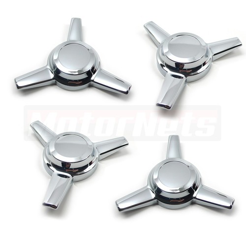 4x Chrome 3 Tri-Bar Wheel Spinner Center Hub Cap RIM Hot Rat Rod Street ...