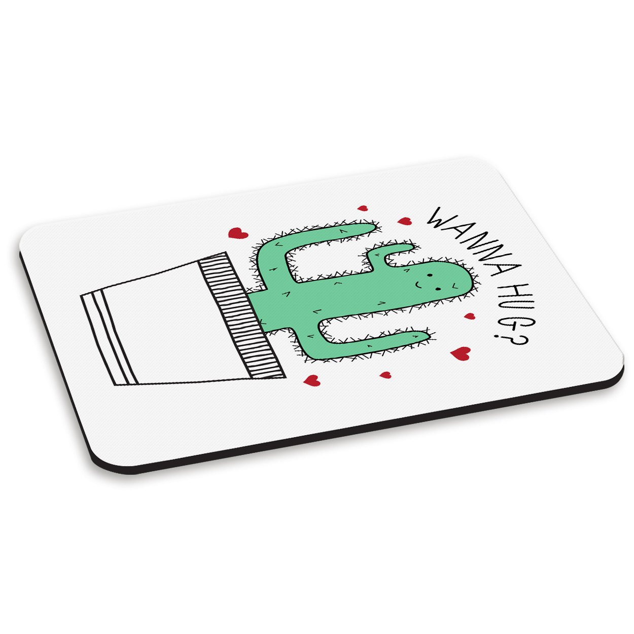 CACTUS WANNA HUG PC COMPUTER MOUSE MAT PAD - Funny Quote Cute Heart ...