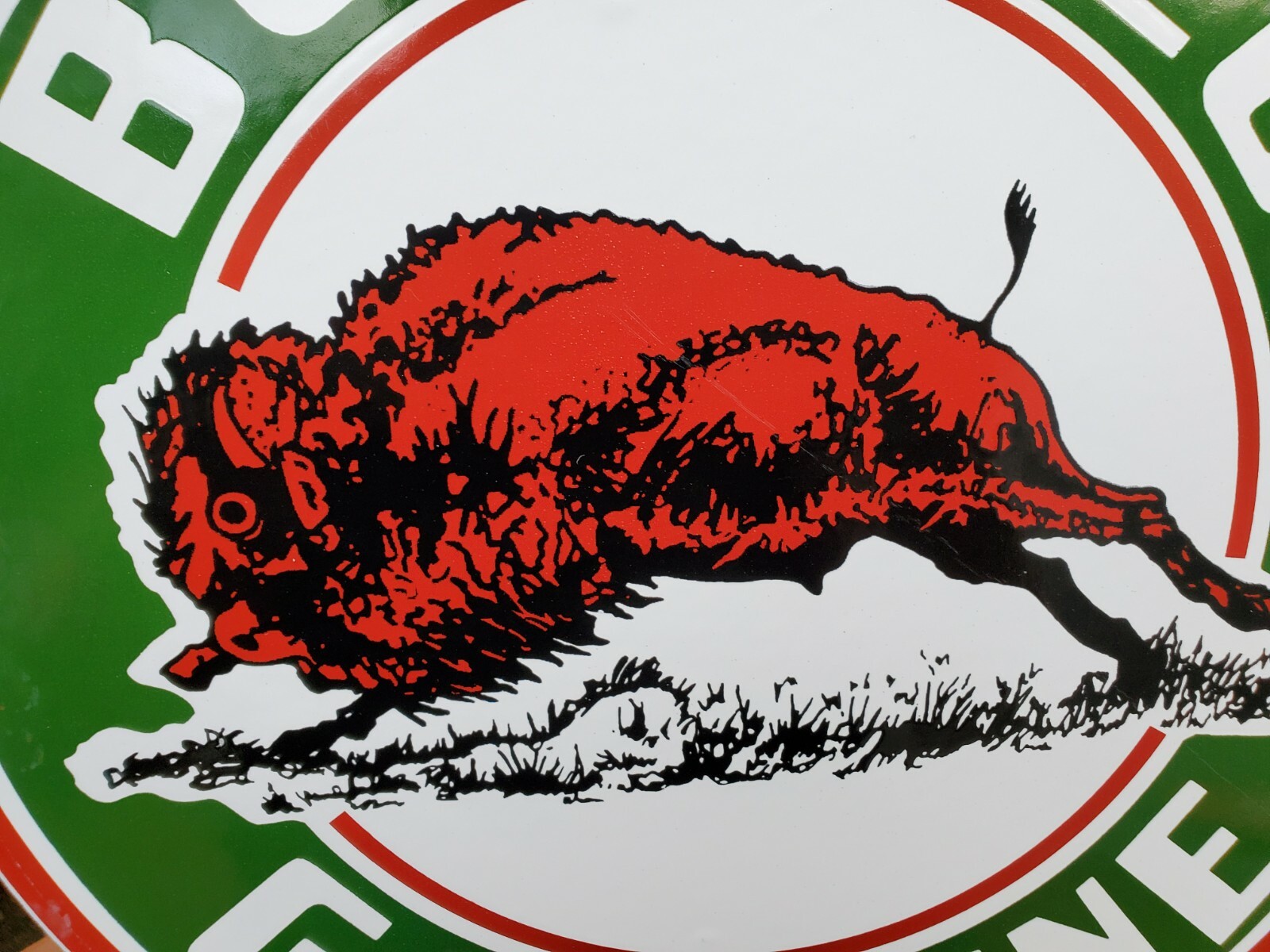 OLD VINTAGE GREEN BUFFALO GASOLINE PORCELAIN SERVICE GAS STATION PUMP ...