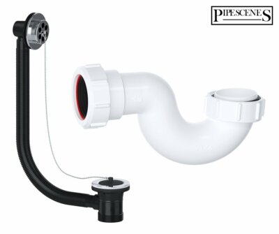 Bath Waste and Shallow U Bend Trap Kit for Baths Plug & Chain 40mm/1 1/ ...