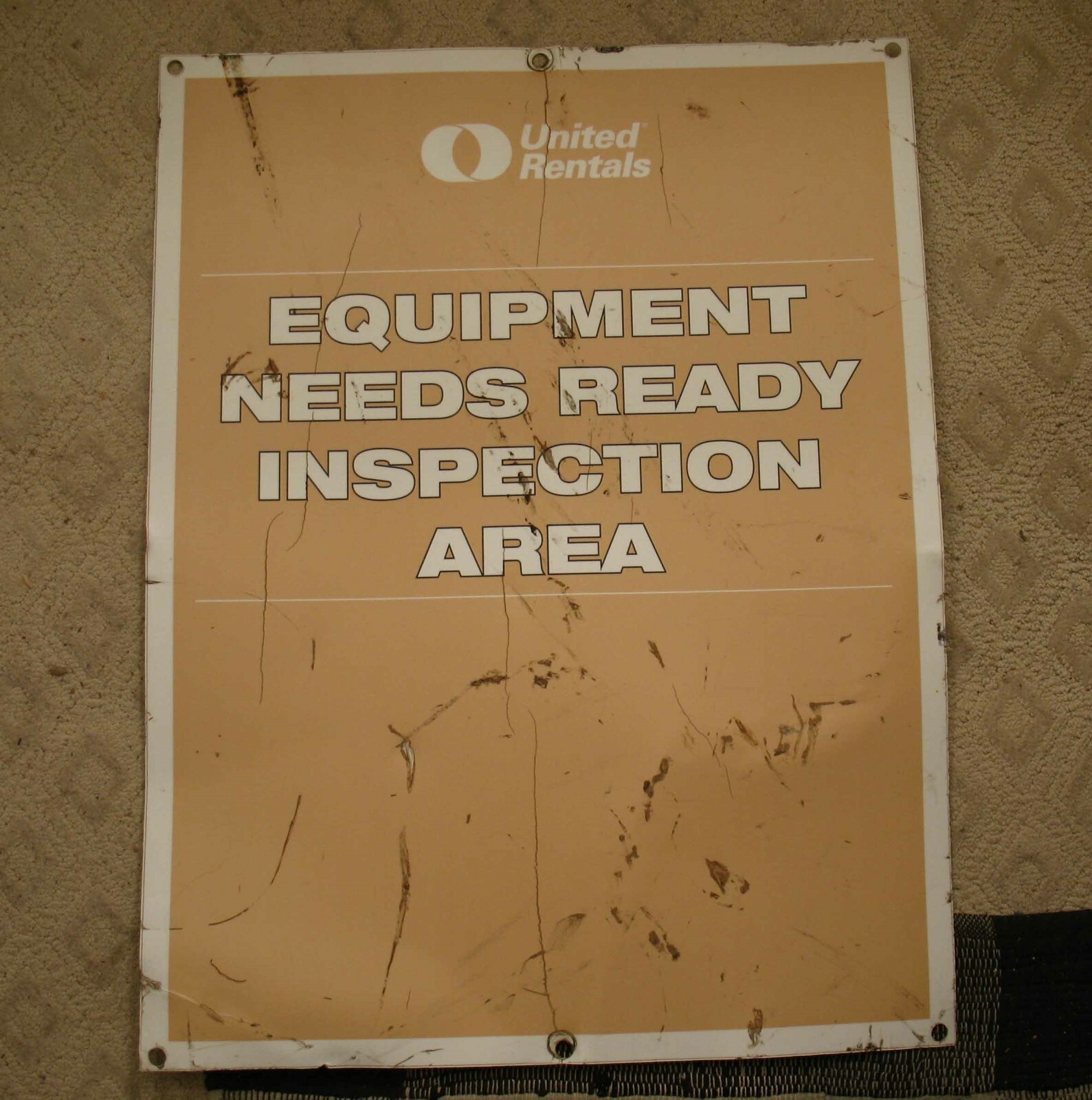A60 - UNITED RENTALS "EQUIPMENT NEEDS READY INSPECTION AREA" SIGN | eBay