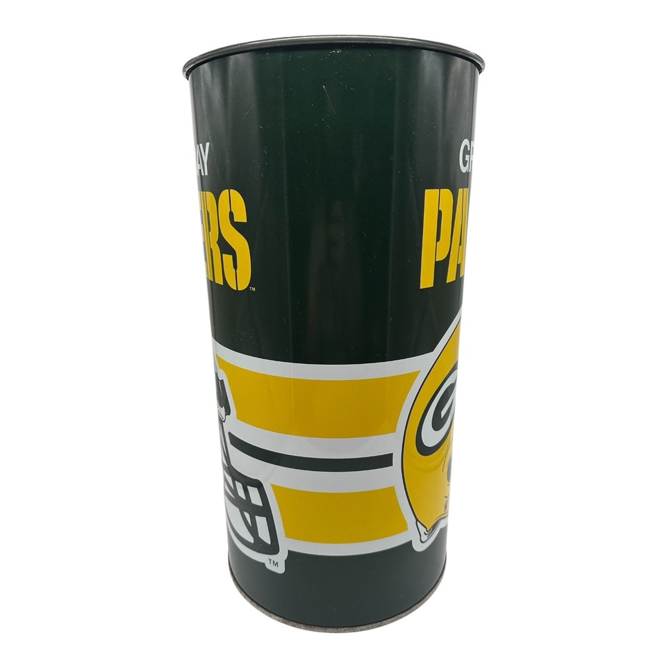 Vintage Green Bay Packers Metal Trash Garbage Can P&K Products 1991 19. ...