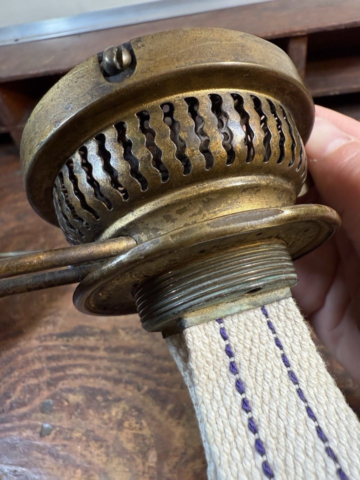 Victorian brass Messengers Patent Duplex oil lamp burner. Key Lift ...
