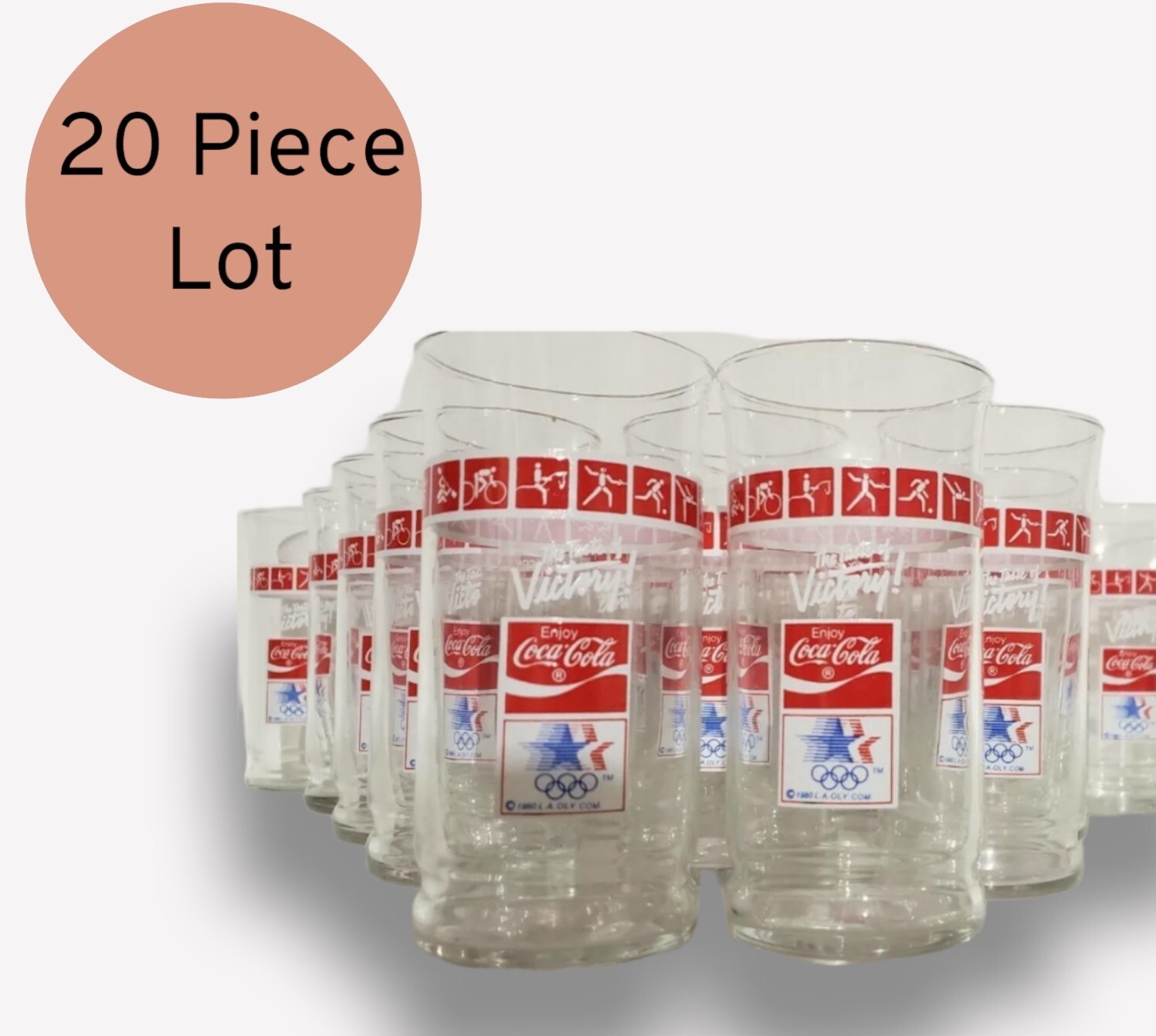 Coca Cola Glass Collector Cups 1980s USA Olympics 20 Pc 12 Ounce ...