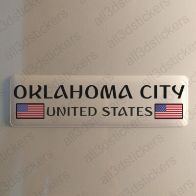 Oklahoma City USA United States Sticker 4.70x1.18" Domed Resin 3D Flag ...