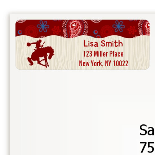 Cowboy Rider Birthday Party Personalized Return Address Stickers - 27 ...