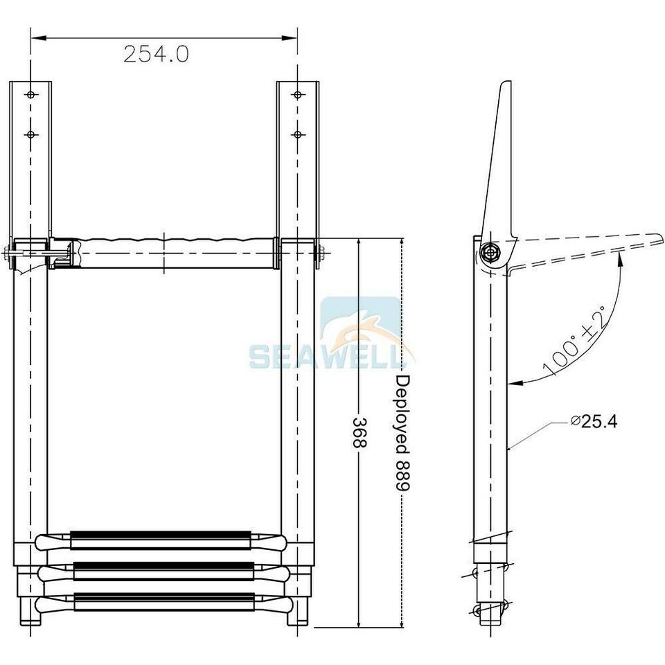 3 Step Boat Ladder Stainless Telescoping Ladder Swim Step 900 Pound ...