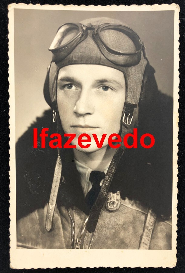 WW2 GERMAN LUFTWAFFE AVIATOR PORTRAIT PHOTO PILOT AVIATION HELMET ...