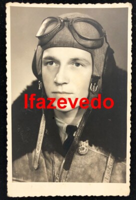 WW2 GERMAN LUFTWAFFE AVIATOR PORTRAIT PHOTO PILOT AVIATION HELMET ...