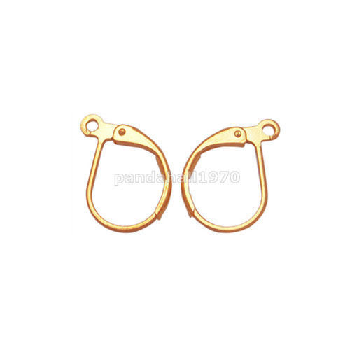 500pcs DIY Brass Lever Back Hoop Earrings Findings Settings Golden ...