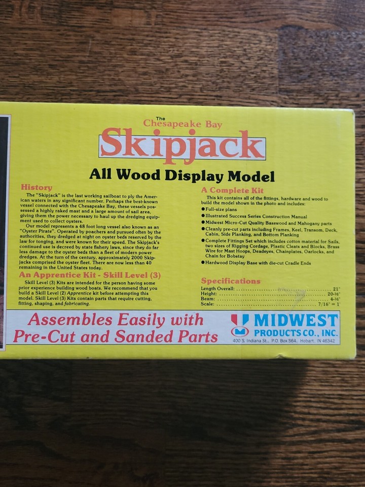 The Chesapeake Bay Skipjack Wood Model Midwest Products Co. # 971 NEW ...
