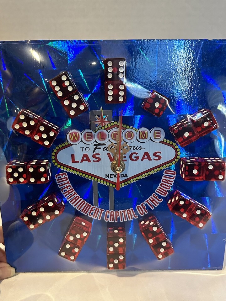 HTF Vintage FACTORY SEALED Welcome To Fabulous Las Vegas DICE CLOCK ...