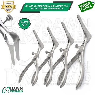 Killian Septum Nasal Speculum 4 Pieces Set 6″ Diagnostic ENT Inst ...