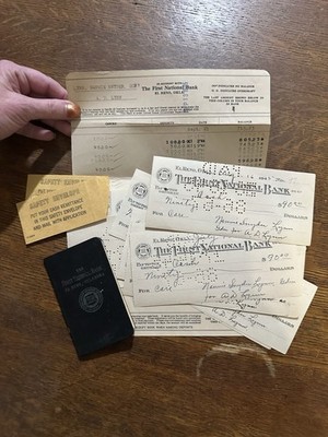 1940's First National Bank Book El Reno, Oklahoma City OK checks ...
