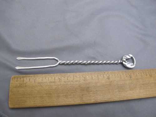 UNUSUAL Handwrought Sterling Small 2-TINE SERVING FORK-Twisted Wire ...