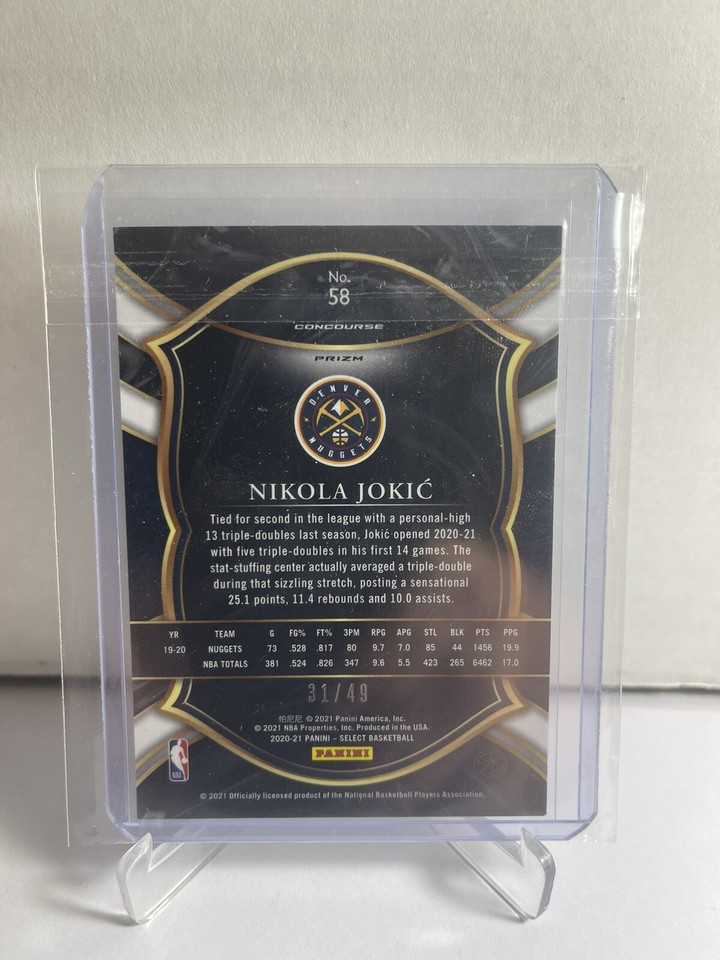 20-21 Select Blue/white/Green Nikola Joking #31/49 Concourse Prizm #58🔥 ...