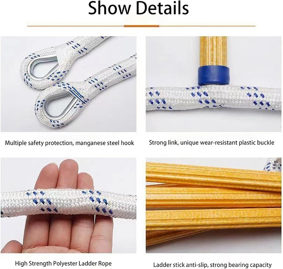 16ft Emergency Fire Escape Rope Flame Resistant Safety Evacuation ...