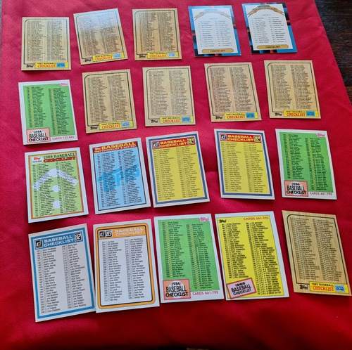 LOT of 20 Topps Checklists: Baseball Cards from the 1980s NM-Mint FREE ...