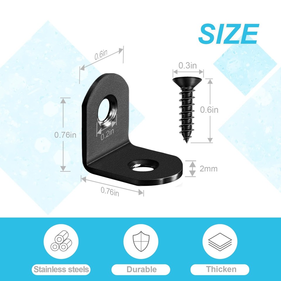 50 Pcs L Corner Brace Metal Corner Bracket 90 Degree Angle Stainless ...