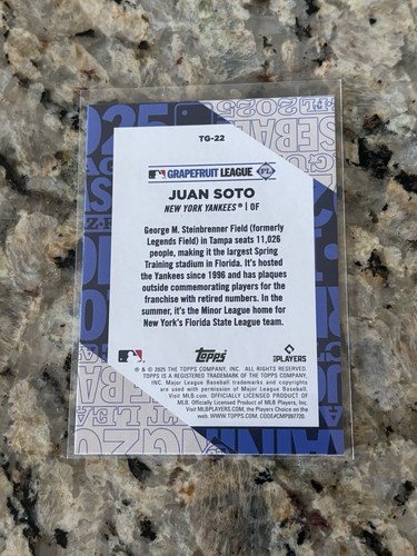 JUAN SOTO TOPPS 2025 TRAINING GROUNDS CARD # TG-22 | eBay