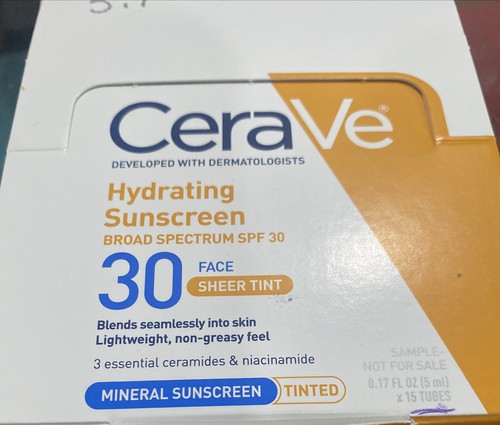CeraVe Hydrating Sunscreen, Sheer Tint, SPF 30 .17 fl oz Sample Size ...