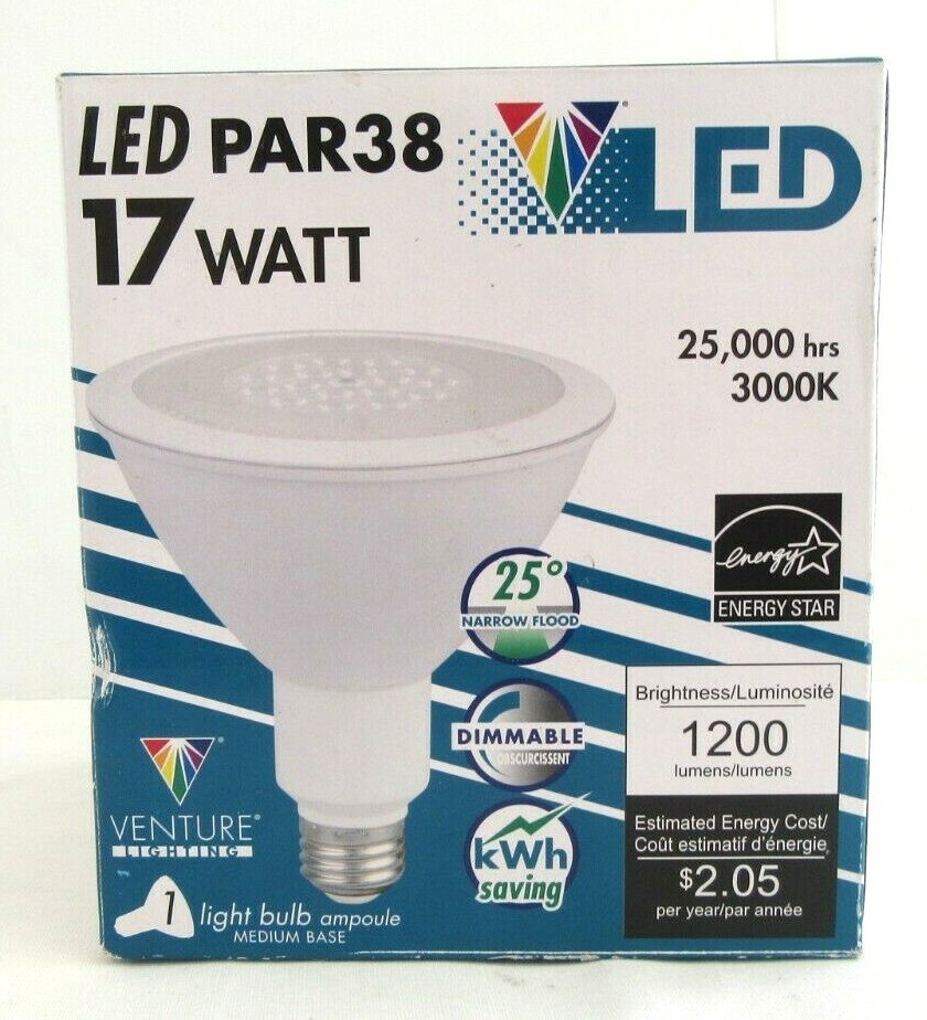 Lot of 2 LED PAR38 17 WATT Venture Lighting Dimmable Light Bulb | eBay