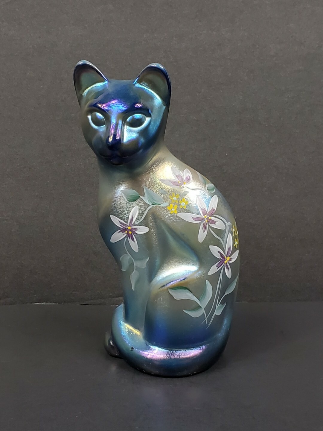 Fenton Favrene 2002 Gift Shop Exclusive Stylized Cat Floral Hand ...