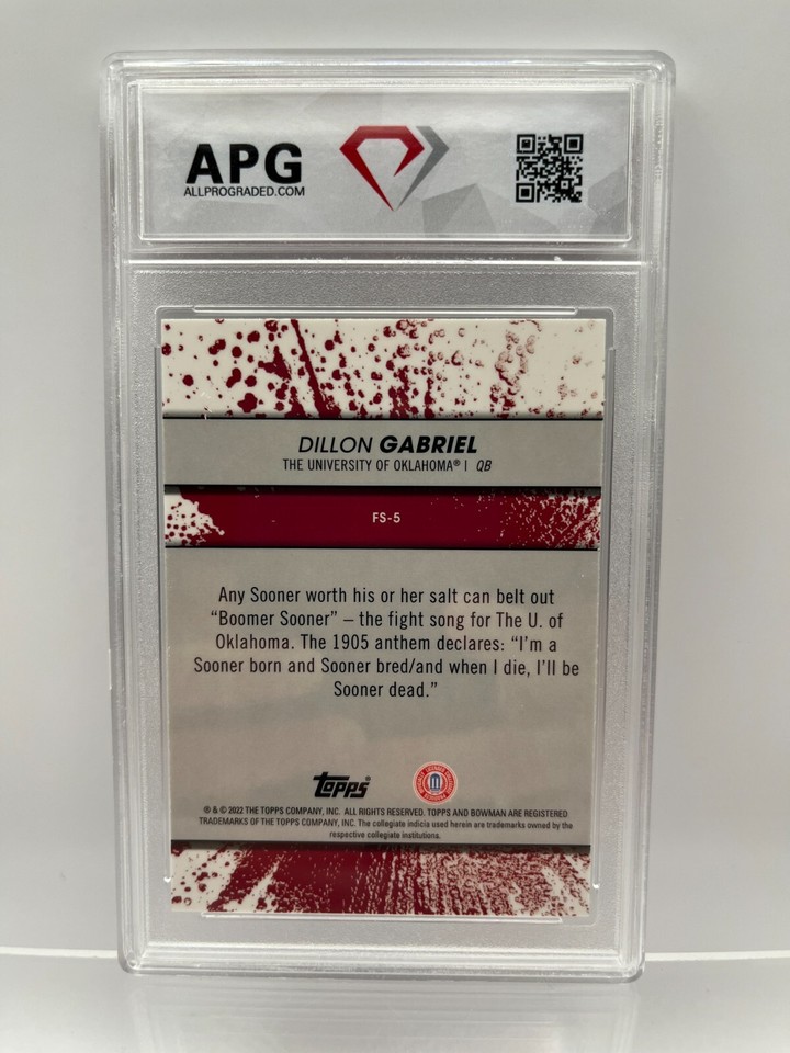 Dillon Gabriel 2022 Bowman University Fight Sone #FS-5 APG Graded Gem ...