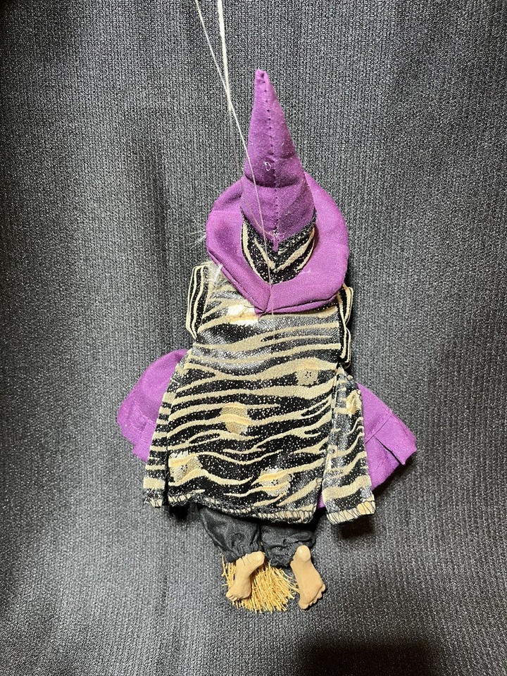 Vintage Hanging Flying Witch Hag Doll Broom Cape Ugly Halloween Kasma ...